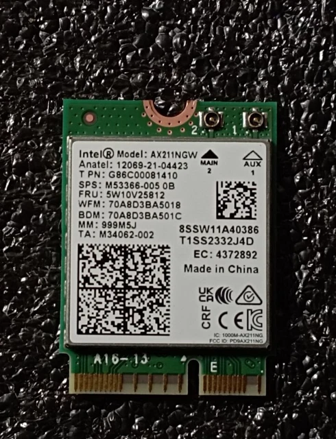 MÓDULO INALÁMBRICO ORIGINAL Intel AX211 NGW M.2 WiFi 6E y Bluetooth 5.2 ...