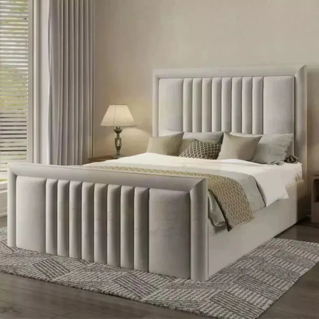 DESIGNER MAYFAIR BUMPER Bed Plush Velvet Upholstered GasLift Storage ...