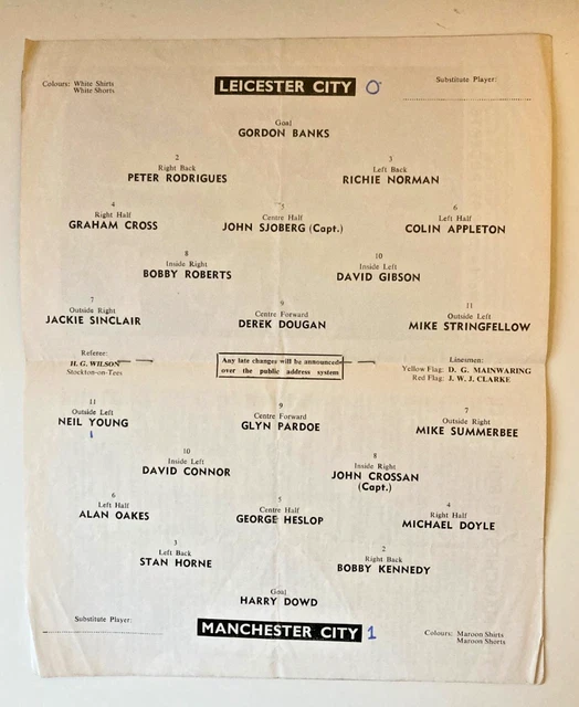 LEICESTER CITY V Manchester City 1965-66 5th Rd FA Cup Replay Football ...
