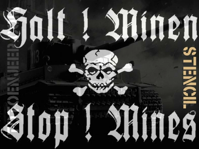 POCHOIR STENCIL MARQUAGE HALT MINEN 2 . jeep willys EUR 16,00 - PicClick FR