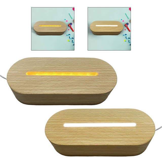 LED LIGHT BASE Long Oval Acrylic Art Display Holder Lamp for Crystals ...