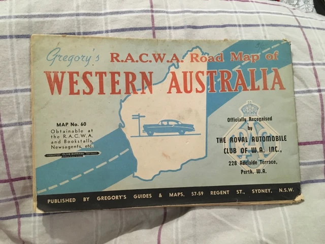 CIRCA 1950-60’S GREGORY’S RACWA Road Map Of Western Australia £5.99 ...