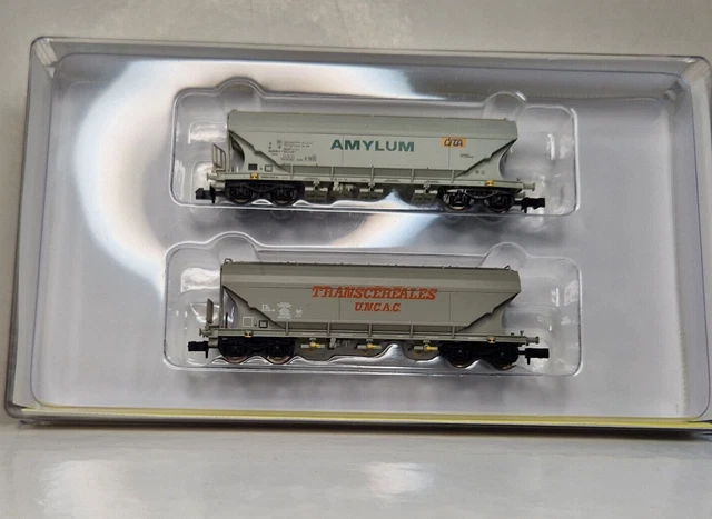 MINITRIX 15661 ZWEI Getreidesilowagen der SNCF Amylum und Transcereales ...