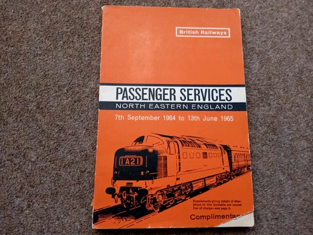 BRITISH RAILWAYS PASSENGER Services North Eastern England Timetable ...