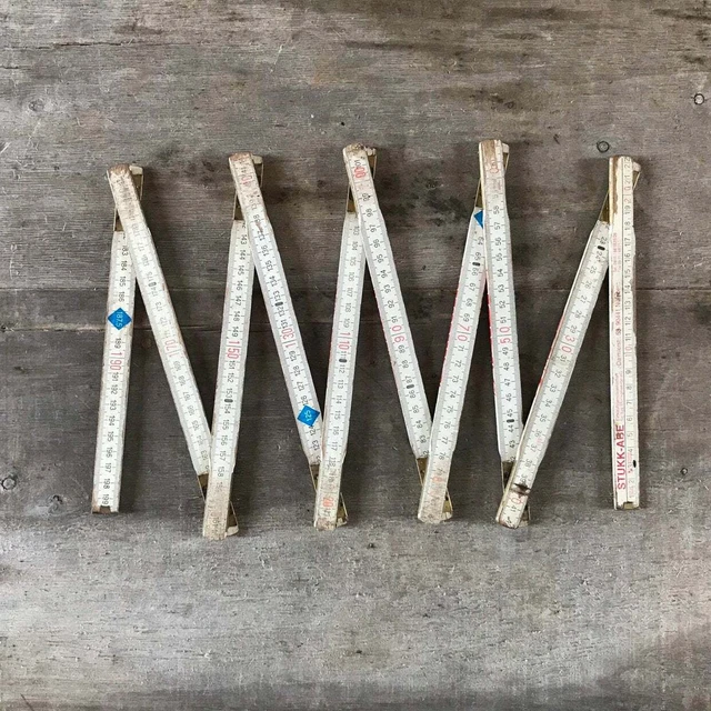 VINTAGE KNAUF RULER Folding Wooden Rule Expandable Meter Stick Ruler ...