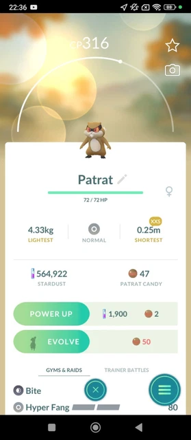 PATRAT XXS NON Shiny (Registred Or Not) Pokémon Go EUR 2,50 - PicClick FR