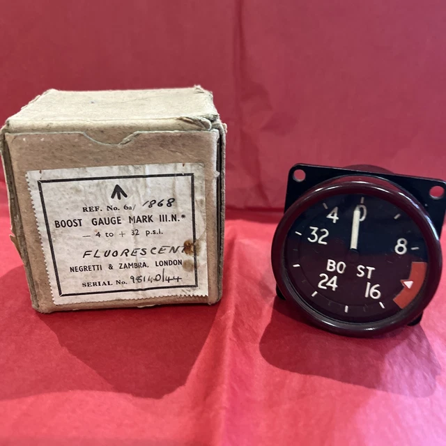 WW2 RAF SPITFIRE 32psi Boost Gauge With Original Box £49.00 - PicClick UK