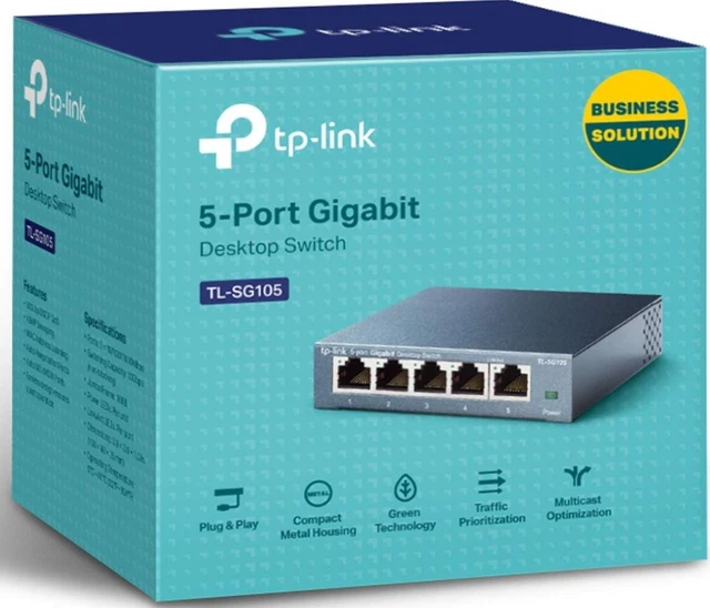 TP-LINK TL-SG105, 5 Port Gigabit Unmanaged Ethernet Switch, Network Hub ...