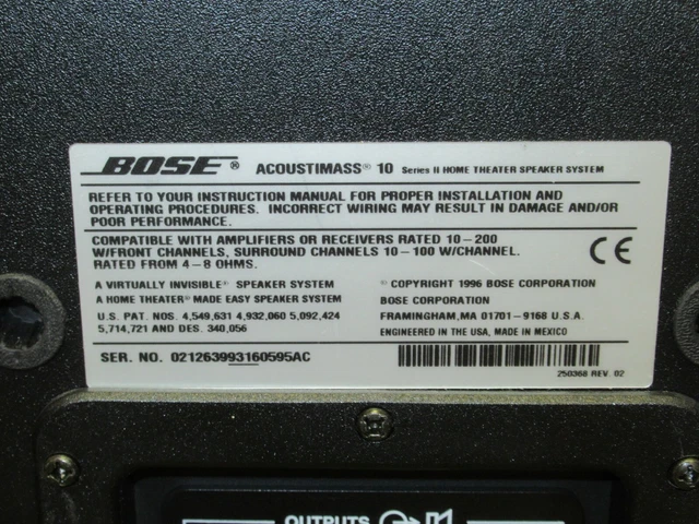 BOSE ACOUSTIMASS 10 Series II Home Theater Speaker System Sub-woofer ONLY $29.99 - PicClick CA