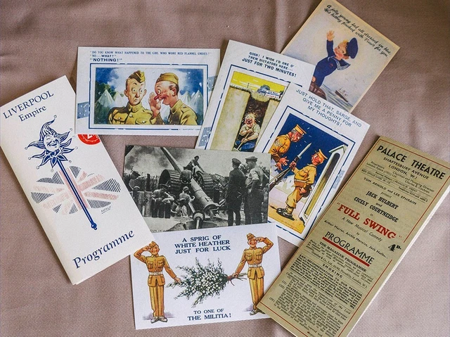 WW2-1940S-WARTIME-REPLICA-POSTCARD AND THEATRE/STAGE Programme set. 8 ...