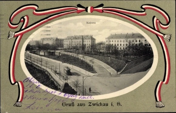 PASSEPARTOUT AK ZWICKAU in Sachsen, Kaserne - 3063849 EUR 11,40 ...