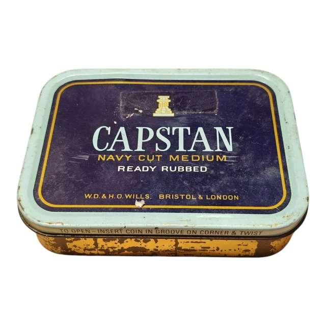 VINTAGE CAPSTAN TOBACCO Tin Navy Cut Medium Strength Cigarette Pipe £6. ...