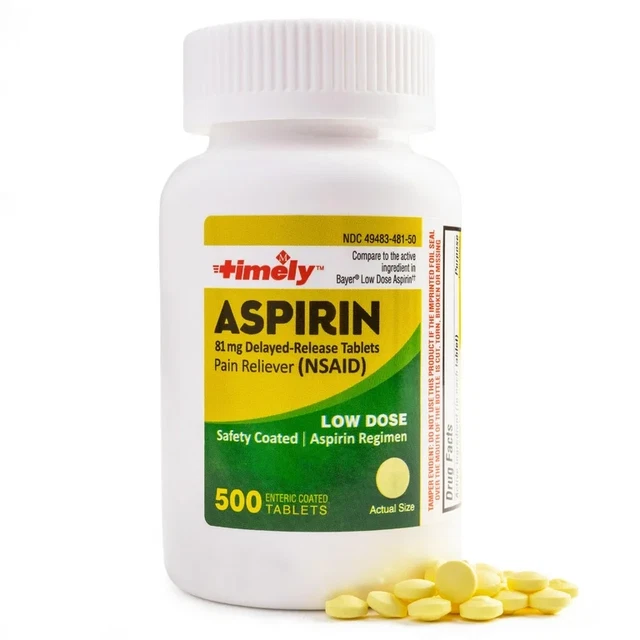 TIMELY LOW DOSE 81mg Aspirin 500 Tablets EXP 07/2028 £9.95 - PicClick UK