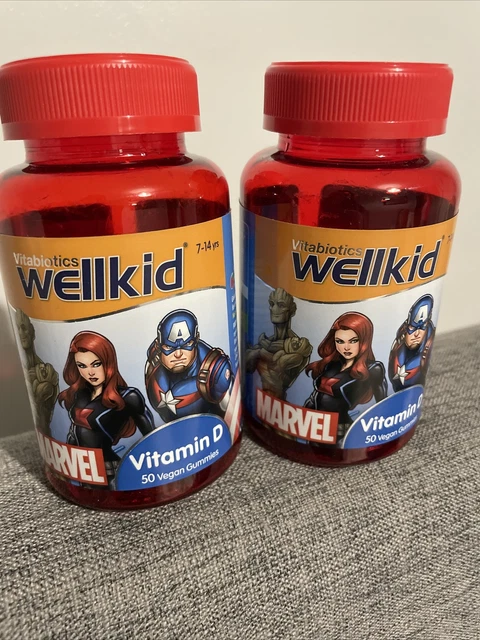 2 X VITABIOTICS WellKid Marvel Vitamin D - 50 Vegan GUMMIES (7 - 14 ...