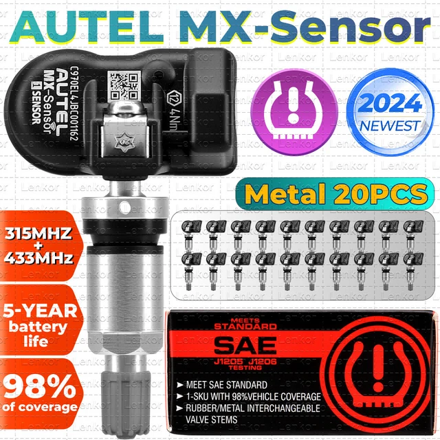 AUTEL TPMS MX-SENSOR 315MHz & 433MHz Programmable Universal Tire ...