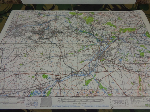 ORIGINAL WW2 BRITISH Army map entitled "DOUAI" (+ LENS etc) Scale 1: ...