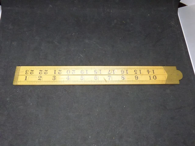 VINTAGE RABONE CHESTERMAN Carpenters Folding Wooden Ruler 2 foot Brass ...