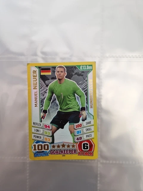 MANUEL NEUER FOOTBALL Card Goalkeeper Hundred Club Germany Match Attax ...