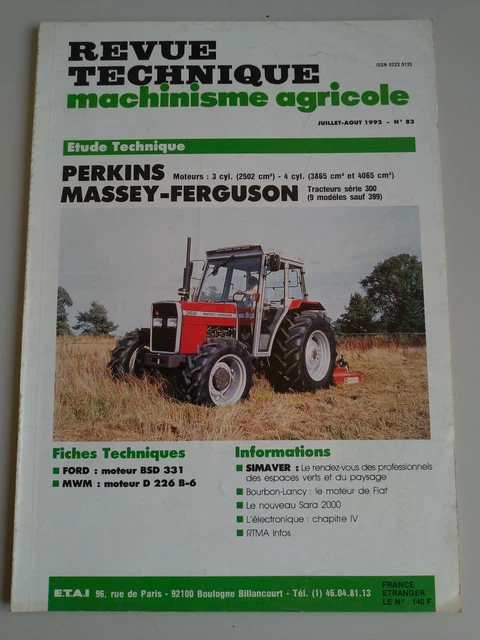 REVUE TECHNIQUE TRACTEUR Massey Ferguson 350 355 360 362 365 375 390 390T T 398 EUR 49,00 ...