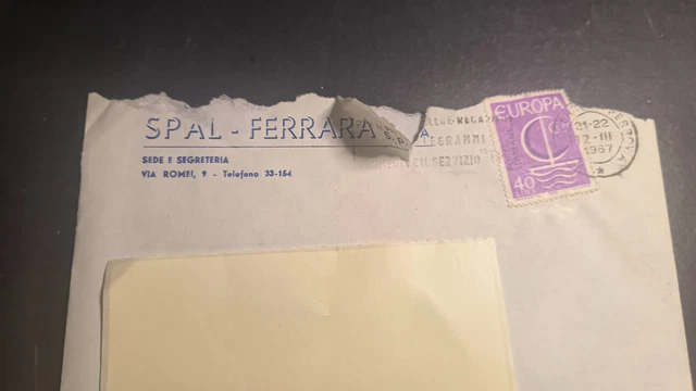 LETTERA UFFICIALE CON busta Spal calcio formazione 1967 con cartolina ...