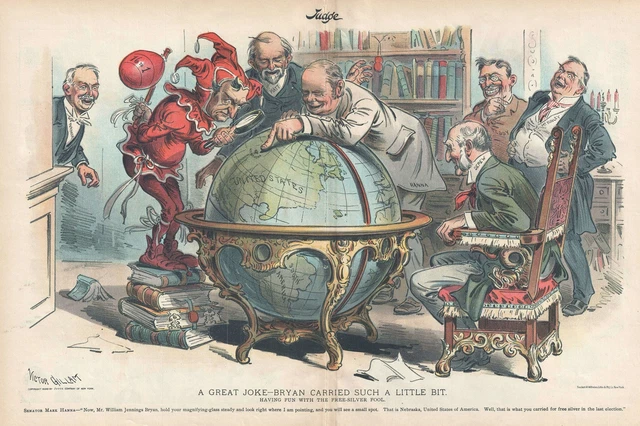1899 GILLAM POLITICAL Cartoon Mocking Populist and Free Silver Election ...
