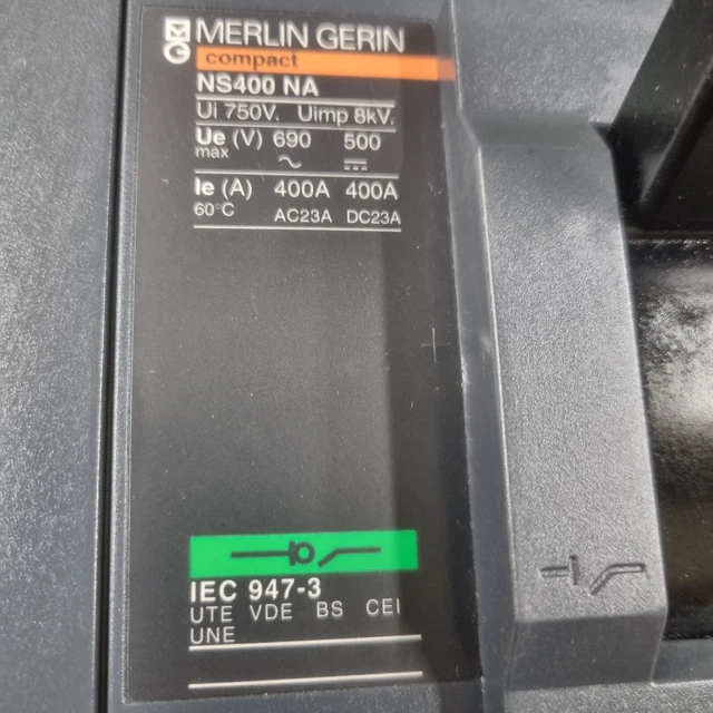 SCHNEIDER 400A MCCB Merlin Gerin Compact Ns400Na 4 Pole Main Incomer ...