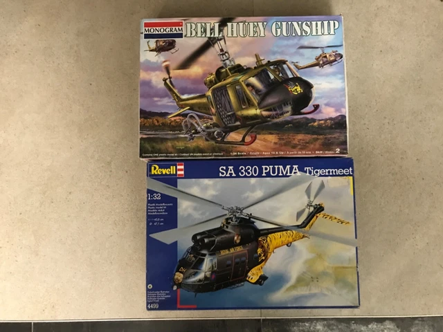 REVELL/MONOGRAM BELL HUEY Gunship & SA 330 Puma Tigermeet 1/24 & 1/32 ...