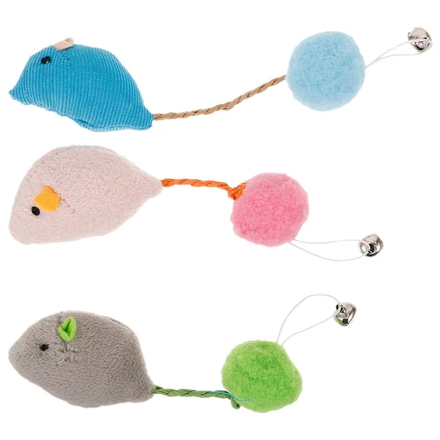 3 PCS INTERACTIVE Plush Mouse Cat Toys Chew Toy for Indoor Cats Kittens ...