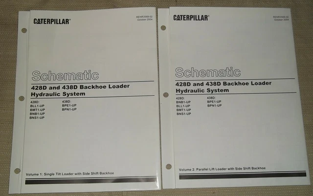 CAT CATERPILLAR 428D 438D Loader Backhoe Hydraulic System Schematic Set ...