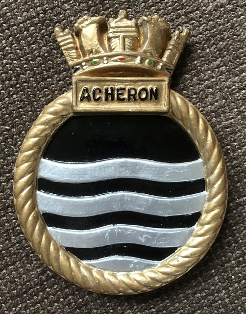 HMS ACHERON BADGE, Tampion, Wall Plaque, Crest, Royal Navy, P411 ...