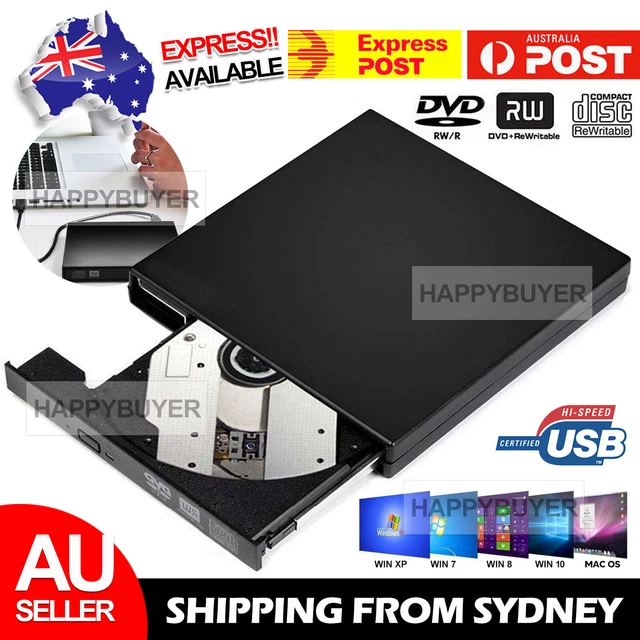 USB EXTERNAL CD DVD ROM Writer Burner Player Drive PC Laptop for ...