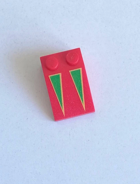 LEGO 1X BRICK Slope Inclinato 3x2 ROSSO Decorato TRIANGOLI VERDI ...
