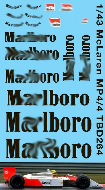 1/43 MCLAR1/43 MCLAREN Honda MP4/4 F1 Ayrton Senna 1988 Decals TB Decal ...