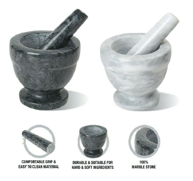 LARGE PESTLE AND Mortar Set Natural Spice & Herb Crusher Grinder ...