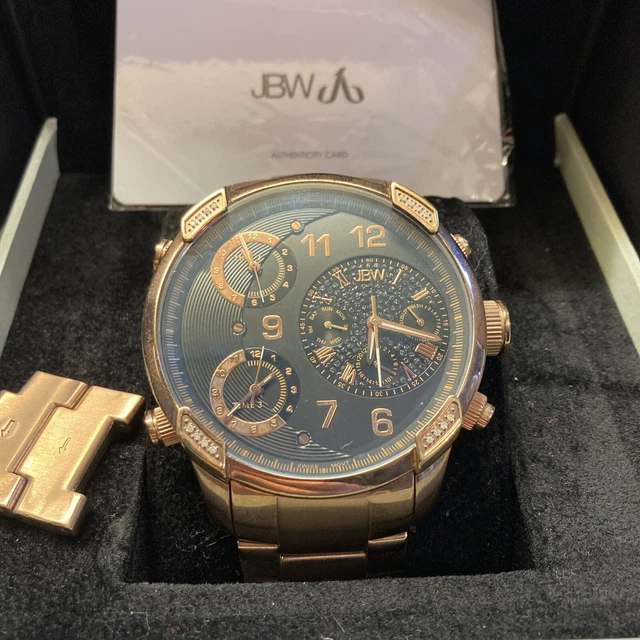 JBW MENS WATCH Swiss Quartz Diamond Black Rose Gold Limited Edition 001 ...