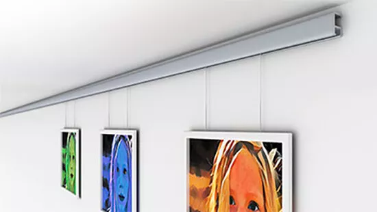 GALLERY PICTURE HANGING system STAS Clip-rail White Black SILV cliprail ...
