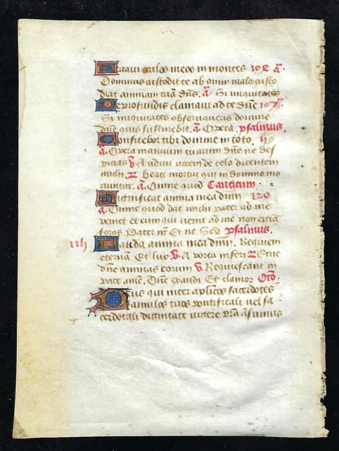 RARE VELLUM MEDIEVAL Illuminated Manuscript Book of Hours Leaf, France, c.1480 £96.76 - PicClick UK