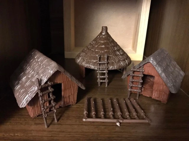 MARX TOYS RECAST 54 Mm Jungle Huts Set Jim Jungle Daktari Playset ...