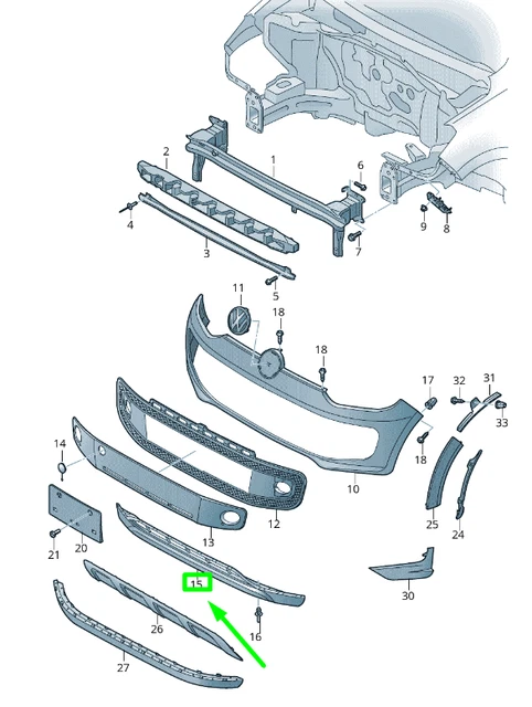 VOLKSWAGEN UP FRONT Bumper Spoiler 1S0805903L9B9 NEW GENUINE £152.90 ...