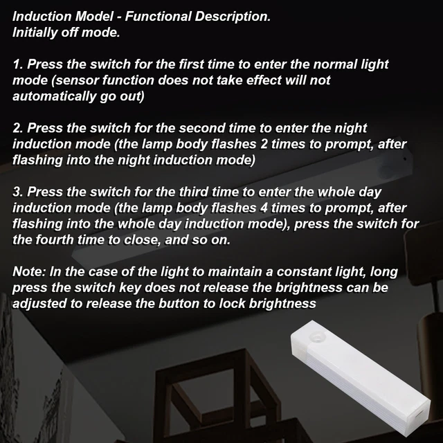 10CM LED STRIP Night Light Rechargeable Cold Kitchen Hallway PIR Motion ...