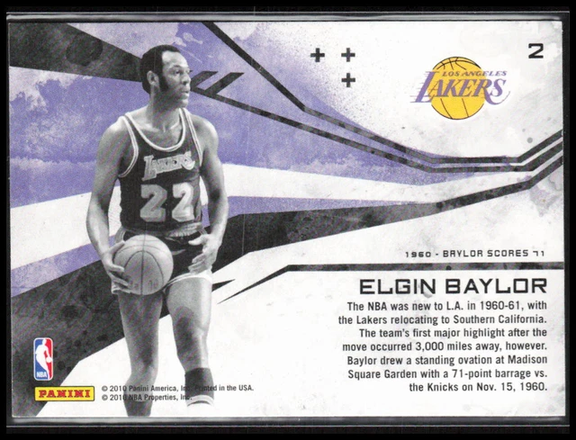 ELGIN BAYLOR #2 2009-10 Rookies & Stars Moment in Time Lakers C0105A $1 ...