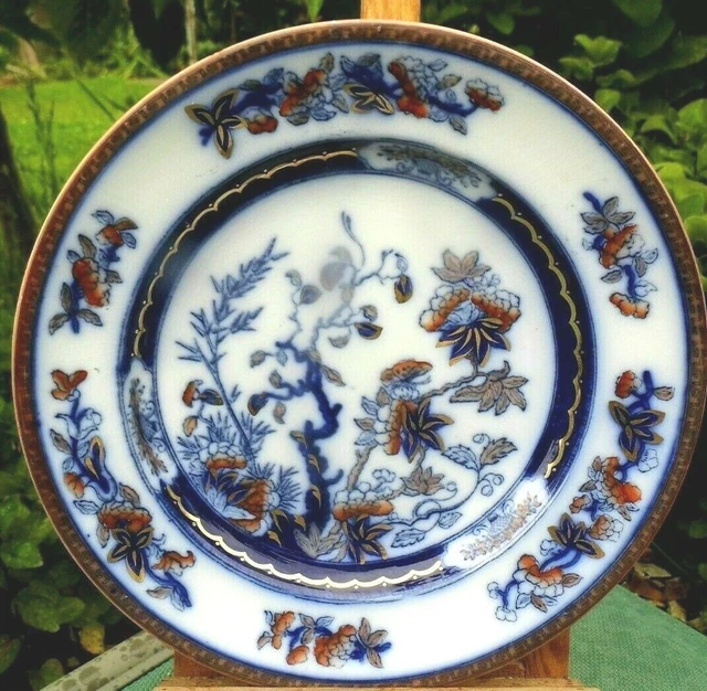 RARE COPELAND LATE Spode antique plate flow blue c1895 chinoiserie ...