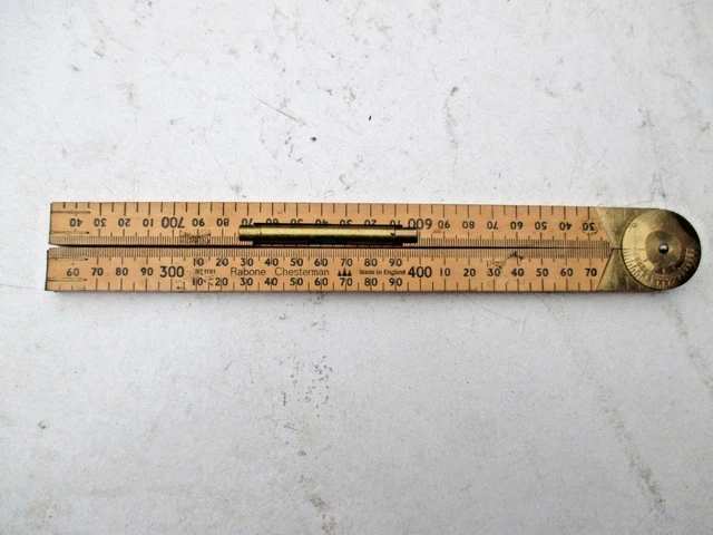 . RABONE Chesterman No 1191 Folding 1m Rule Level Protractor. Made in ...