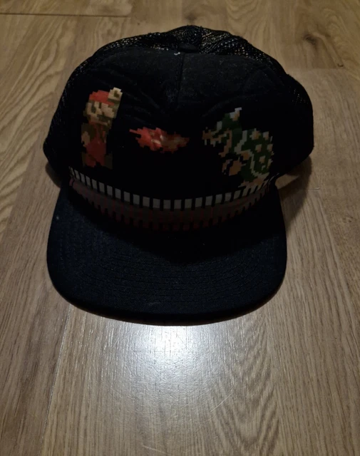 SUPER MARIO BROS Nintendo NES Black Pixel Mario Flat Bill SnapBack Ball ...