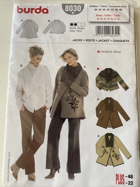 BURDA SCHNITTMUSTER 8030 NEU OVP Jacke Gr.36-48 easy leicht ...