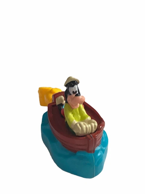 VTG GOOF TROOP Boat Goofy Max Gone Fishing Wind-up Toy Pull Fish Figure ...