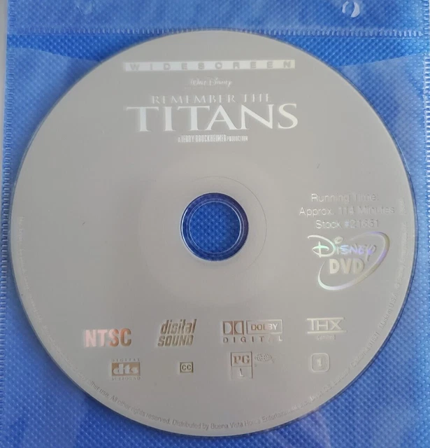 WALT DISNEY REMEMBER The Titans Widescreen Disc Only Loose DVD Film $2. ...