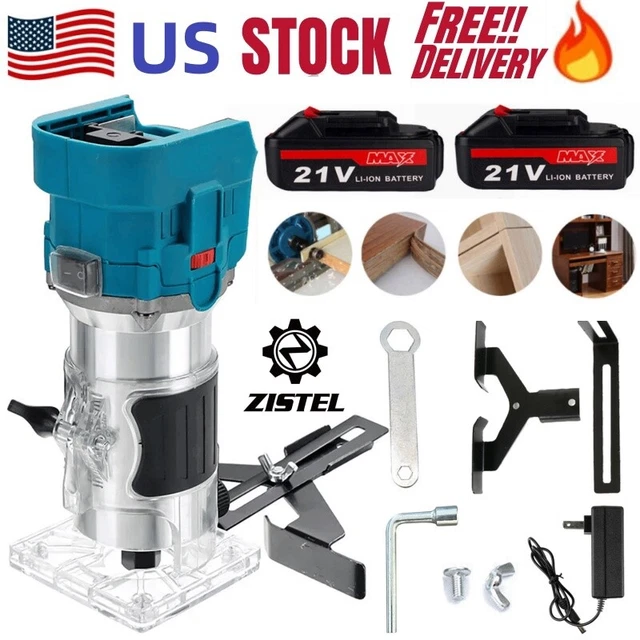 CORDLESS COMPACT WOOD Palm Router Tool Kit 1/4" Electric Hand Trimmer ...