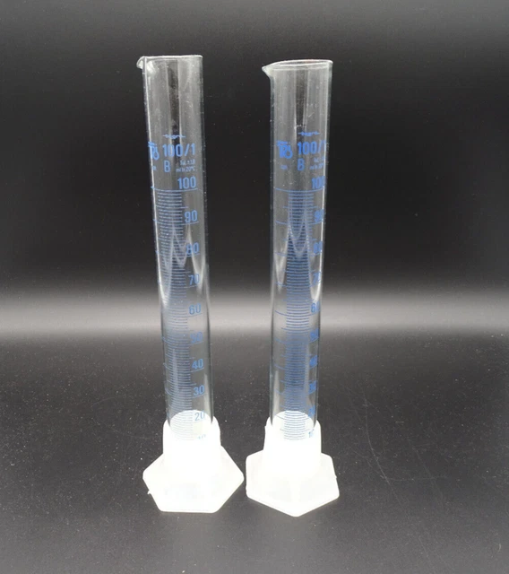 2X MESSKOLBEN MESSZYLINDER mit Halter aus Labor I 100ml I Dagra I aus ...