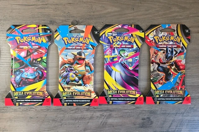 POKEMON TCG MEGA Evolution Sleeved Booster Packs Full Art Set 4 Packs ...